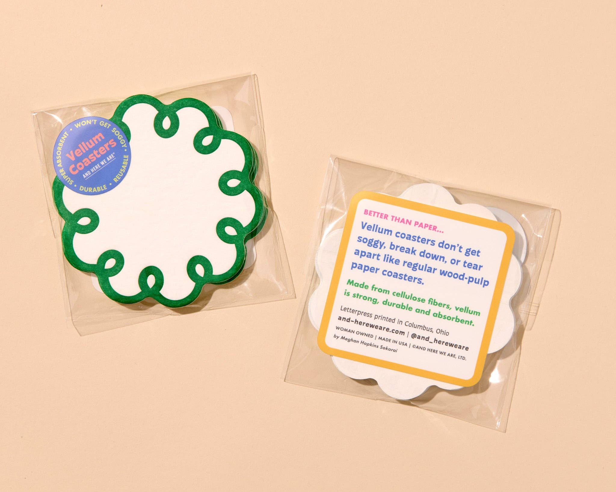 {And Here We Are} Coquette Scalloped Coasters :: Emerald Green :: Set ...