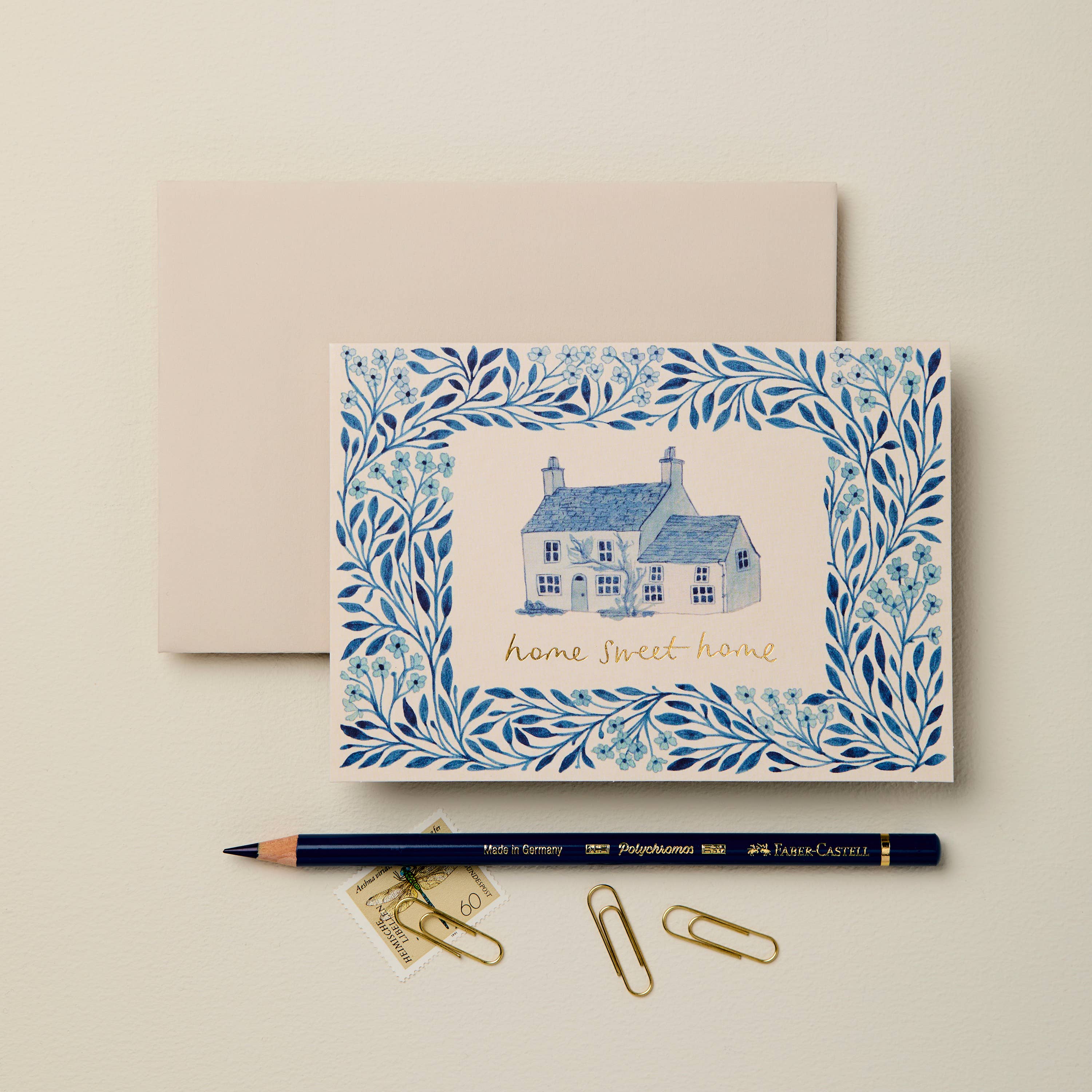 {Wanderlust Paper Co} Blue Flora Home Sweet Home Card – Ellington & French
