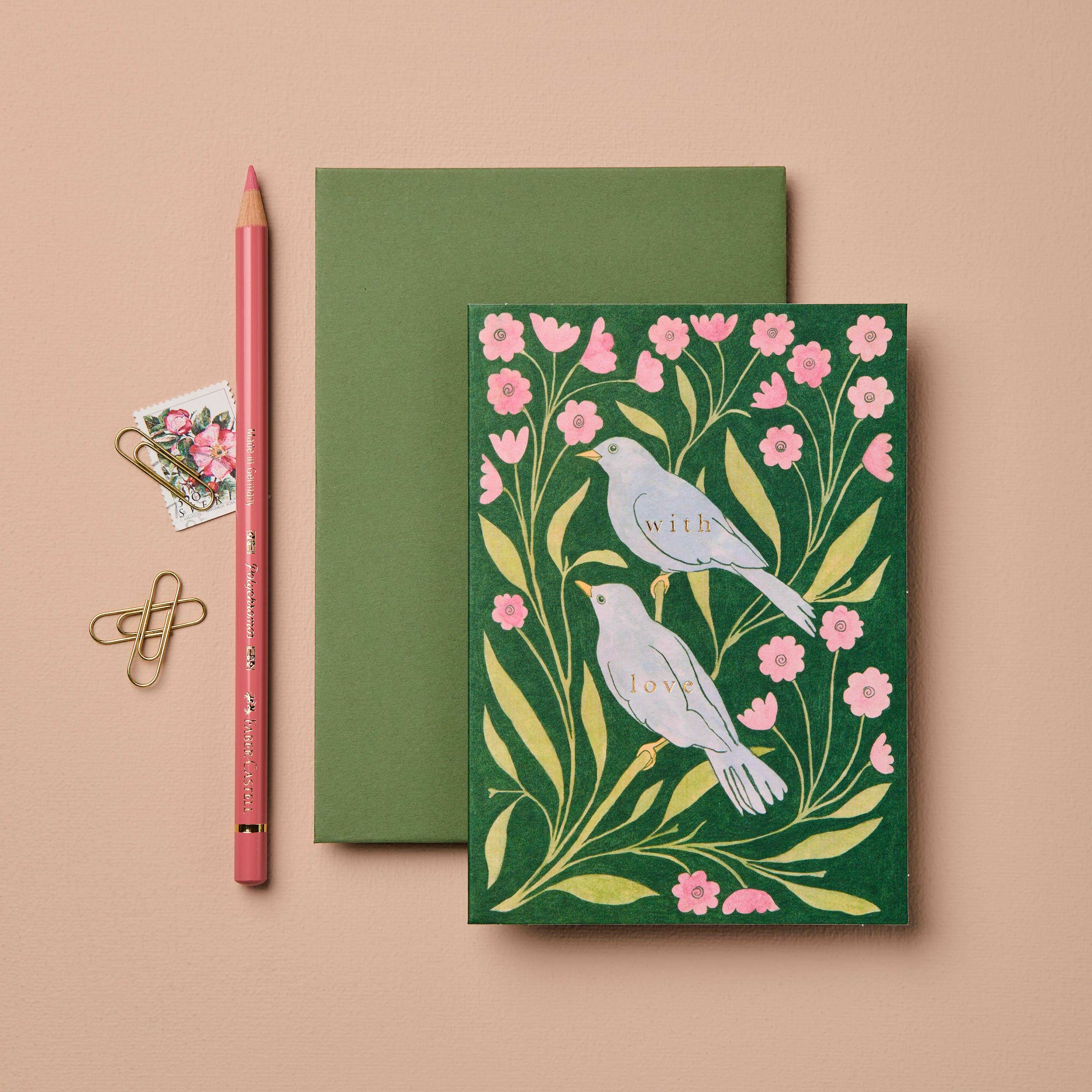 {Wanderlust Paper Co} Lovebirds With Love Card – Ellington & French