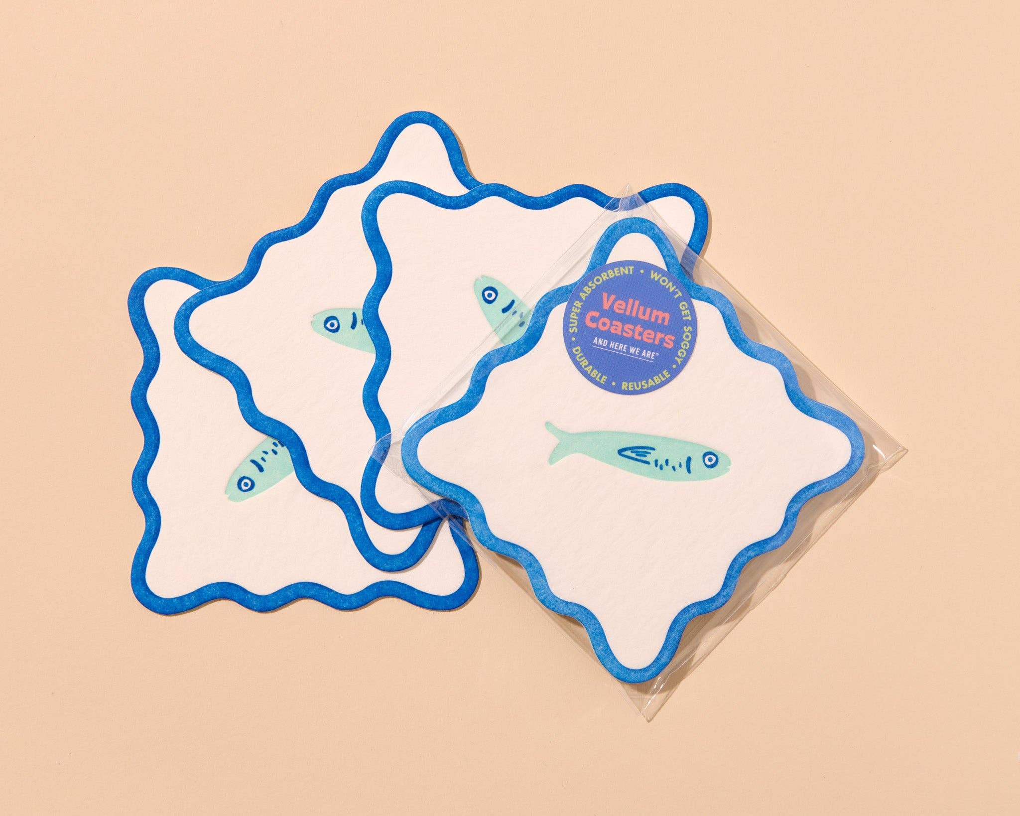 {And Here We Are} Crudite Letterpress Vellum Coasters :: Sardine :: Se ...