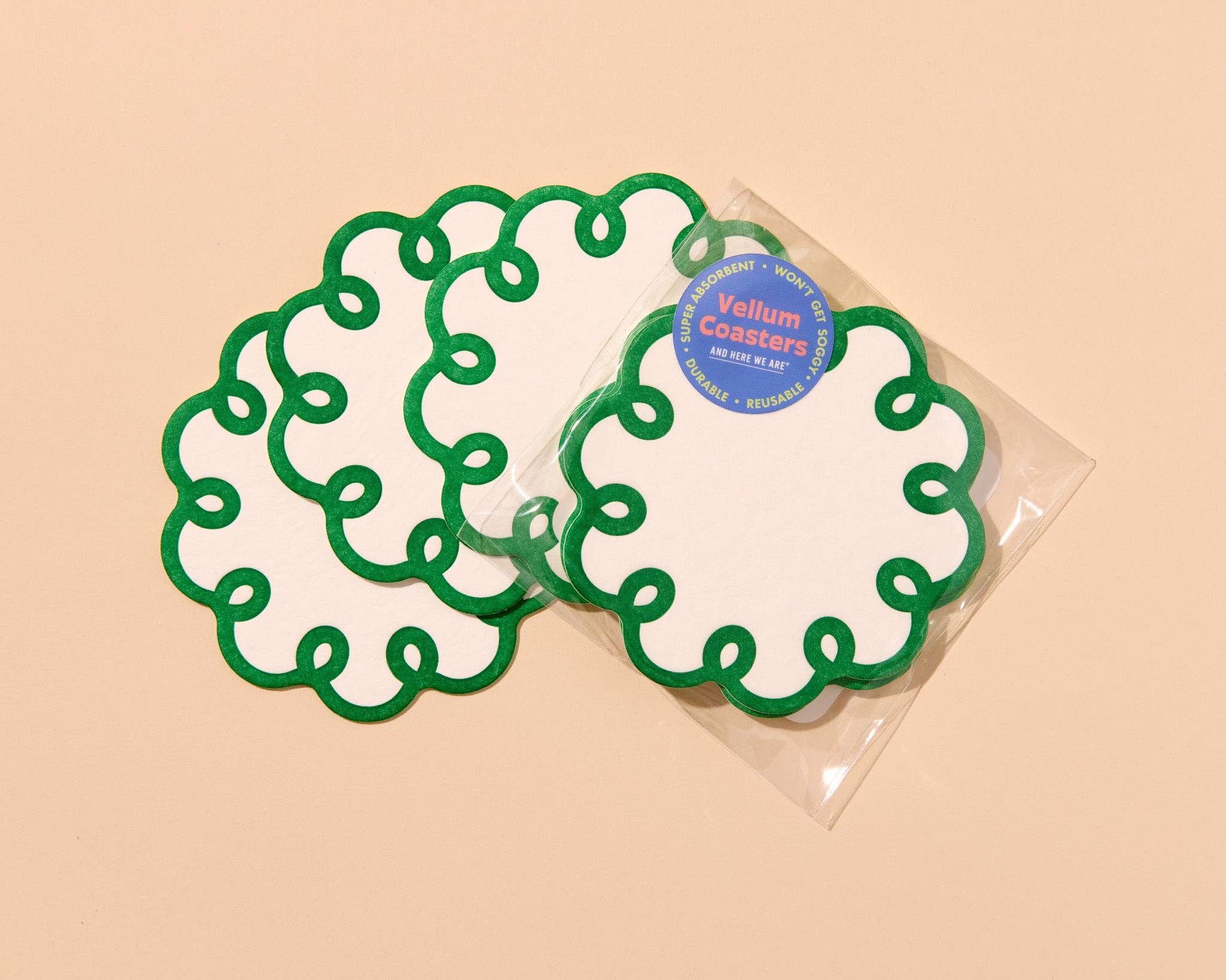 {And Here We Are} Coquette Scalloped Coasters :: Emerald Green :: Set ...