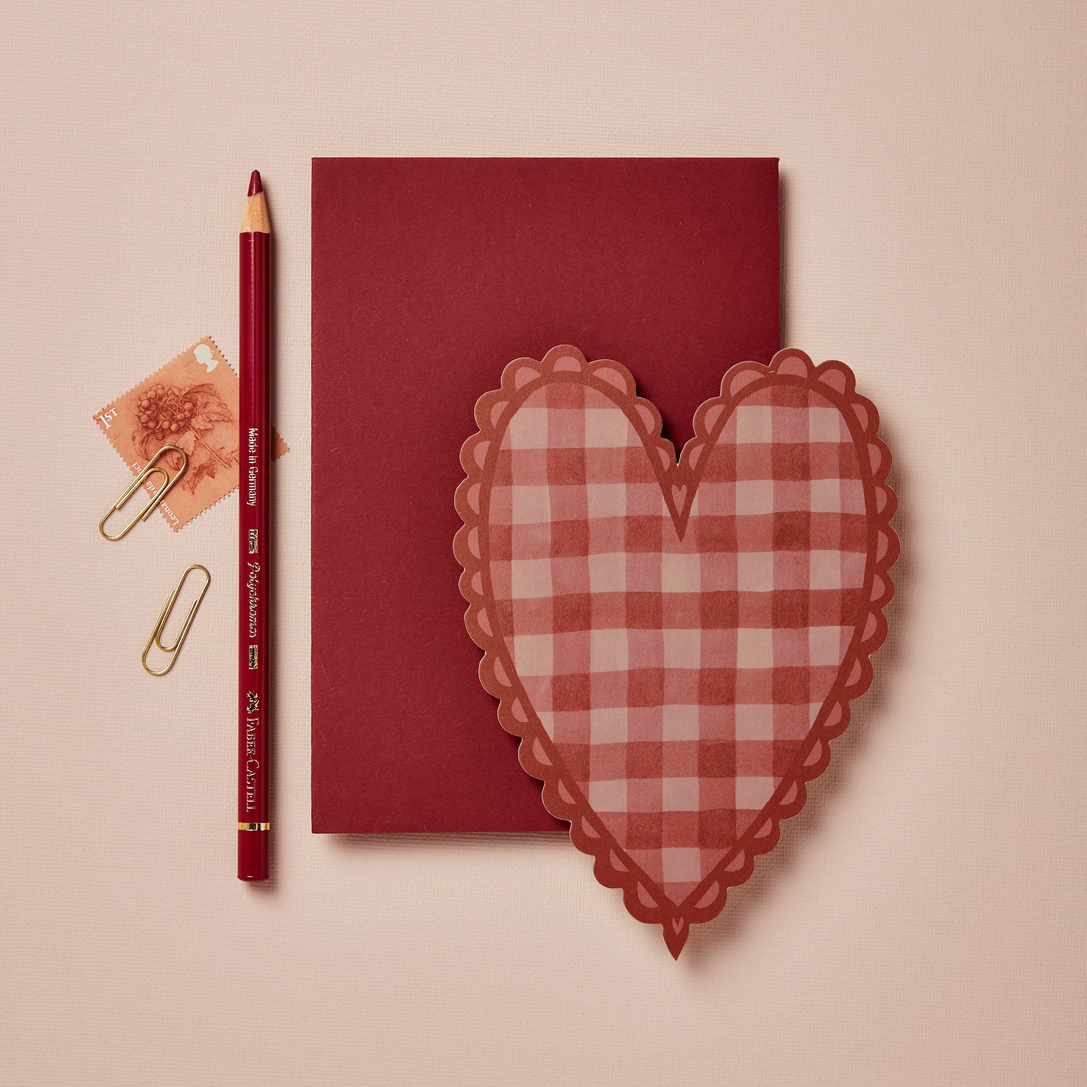 {Wanderlust Paper Co} Mini Card :: Red Gingham Heart – Ellington & French