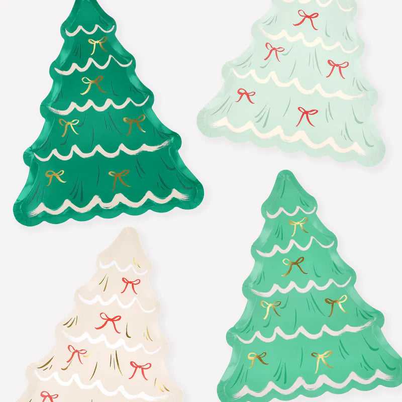 {Meri Meri} Paper Plates :: Christmas Trees with Bows :: Set of 8 ...