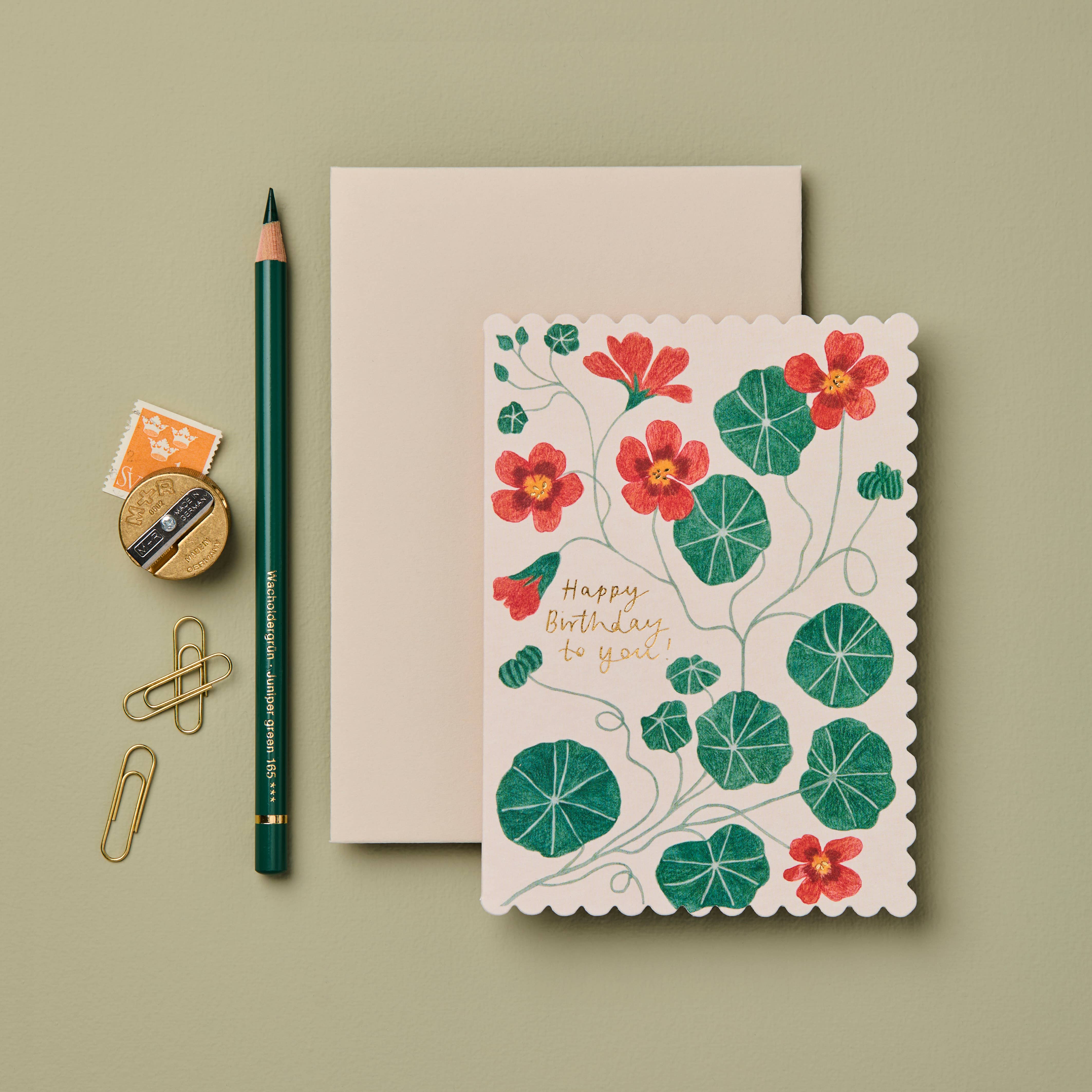 {Wanderlust Paper Co} Nasturtium Happy Birthday to You! Card ...
