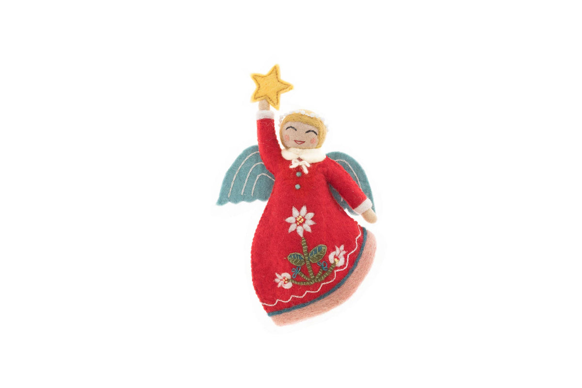 {French Knot} Mini Angel Tree Topper :: Red – Ellington & French