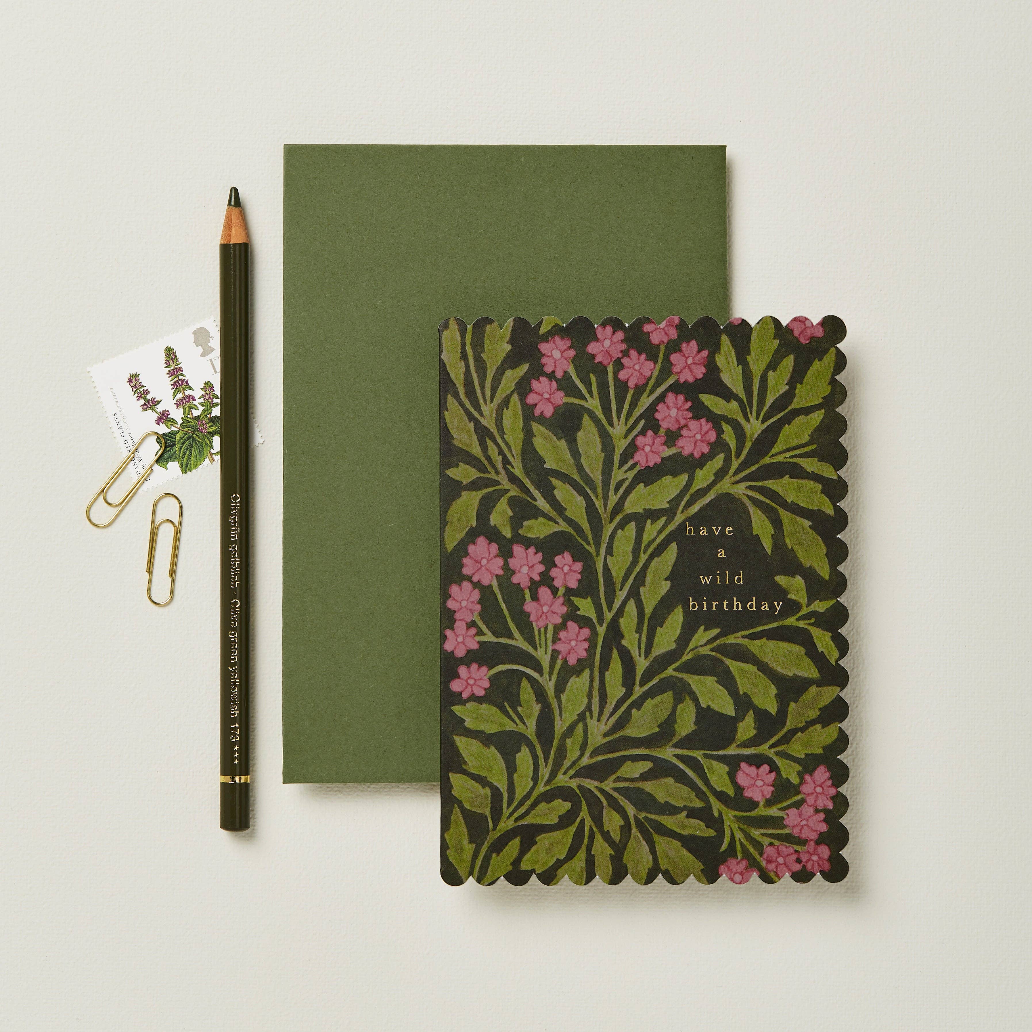{Wanderlust Paper Co} Green Flora Wild Birthday Card – Ellington & French