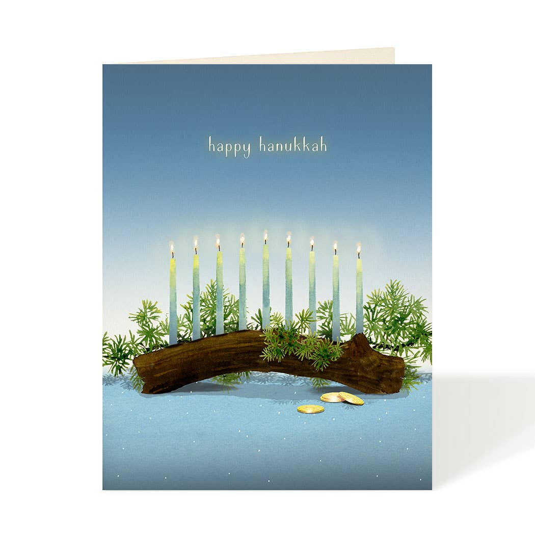 {Felix Doolittle } Menorah and Gelt Hanukkah Card – Ellington & French